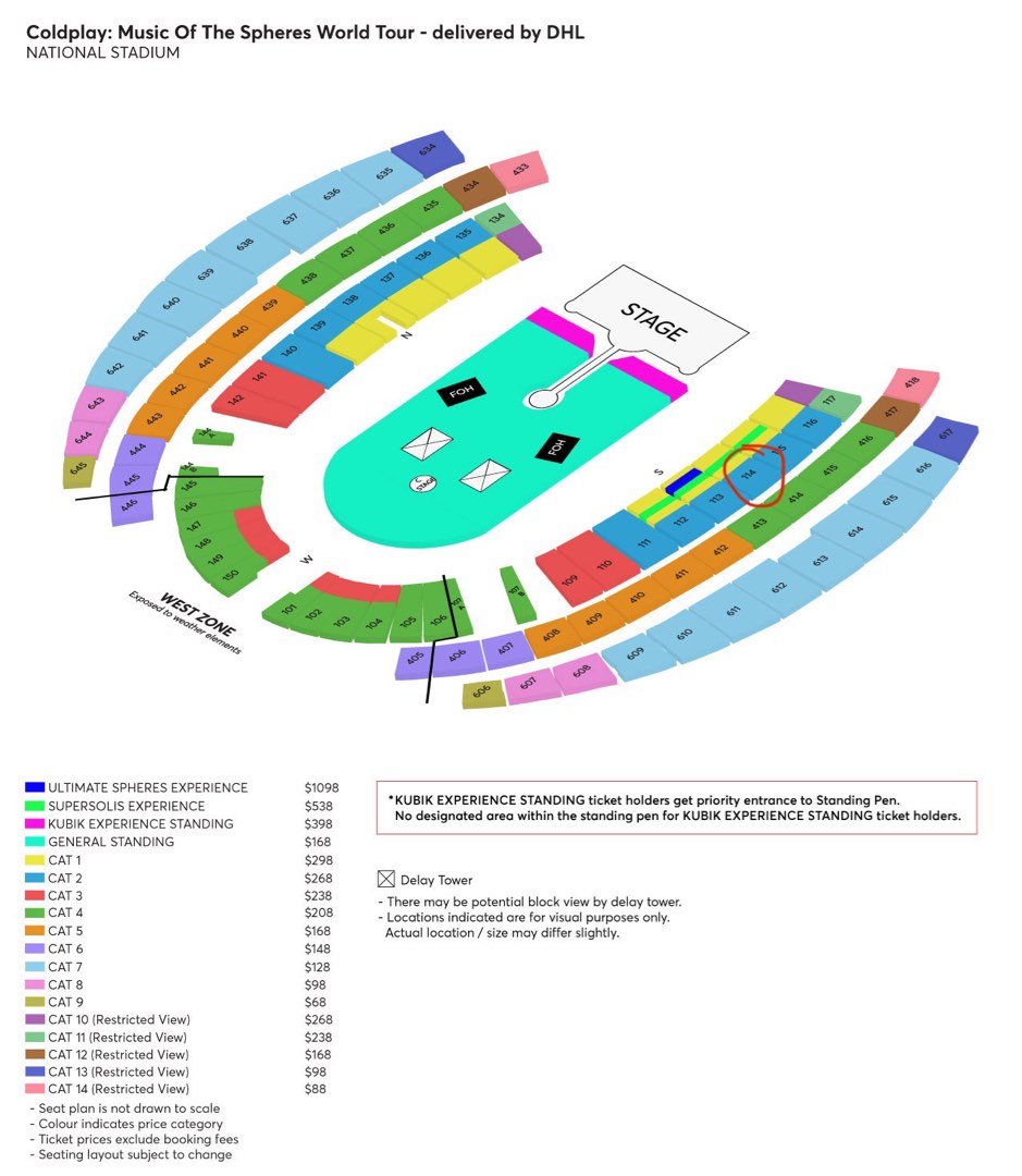 [27 Jan] 1x COLDPLAY ticket CAT A, Tickets & Vouchers, Event Tickets on ...