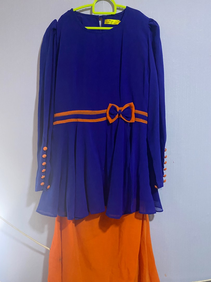 Baju kurung modern colour block, Women's Fashion, Muslimah Fashion ...