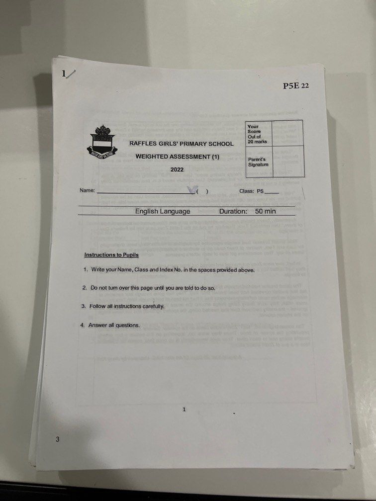 BN 2022 P5 English Past Year Exam Papers (30 sets), Hobbies & Toys, Books & Magazines ...