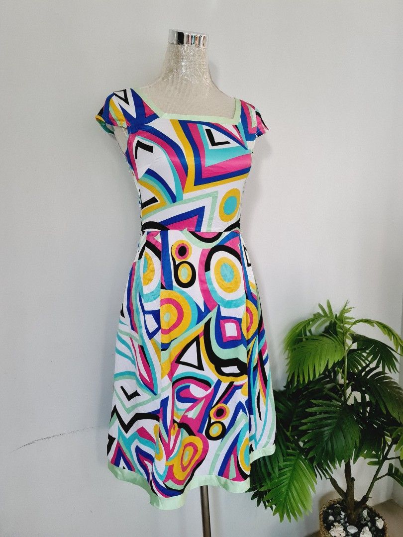 Branded Midi abstract satin formal event dress, Women's Fashion ...