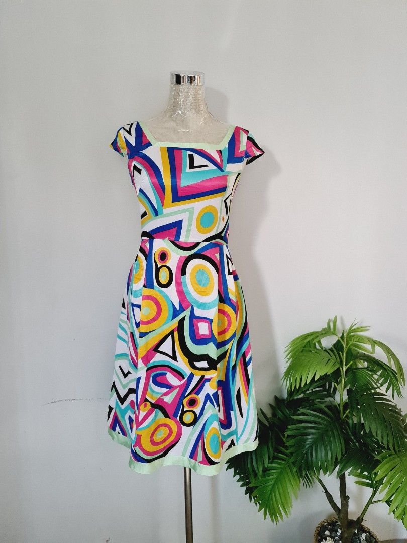 Branded Midi abstract satin formal event dress, Women's Fashion ...
