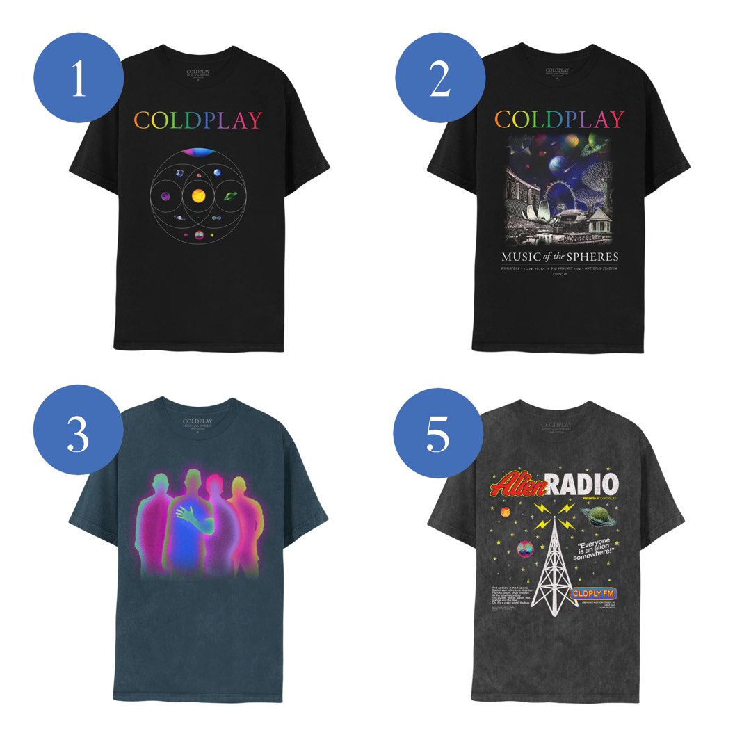Coldplay Music of the Spheres Tour 2024 Merchandise, Men's Fashion ...
