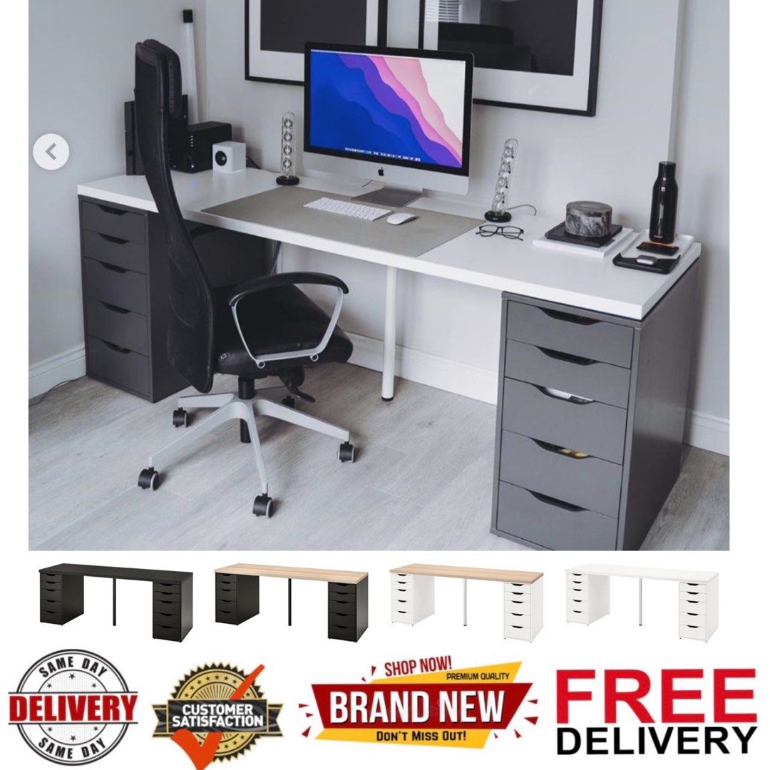 Frees delivery brand new long gaming desk long table IKEA LAGKAPTEN / ALEX Desk workstation is ...
