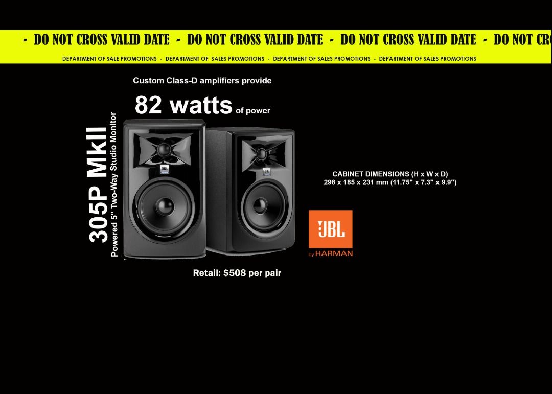 JBL 305P MKII 5" Active Powered Studio Monitor Speakers (Pair) , Audio ...