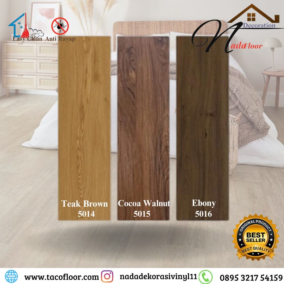 lantai spc youra motif kayu tebal 5 mm anti rayap termasuk foam ixpe, Perabotan Rumah di Carousell