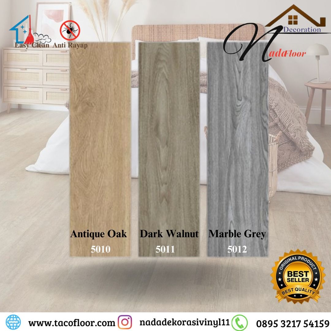 lantai spc youra motif kayu tebal 5 mm anti rayap termasuk foam ixpe, Perabotan Rumah di Carousell
