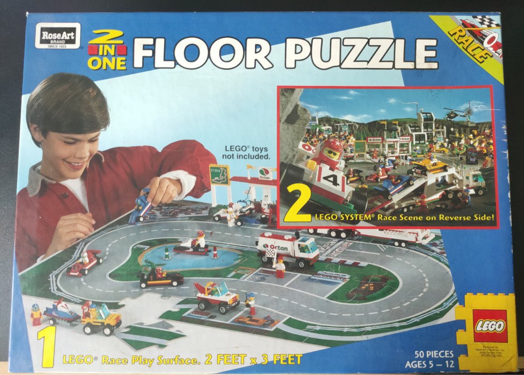 Lego 2 in one floor puzzle (2 sided) 50 pieces Race track, Hobbies ...