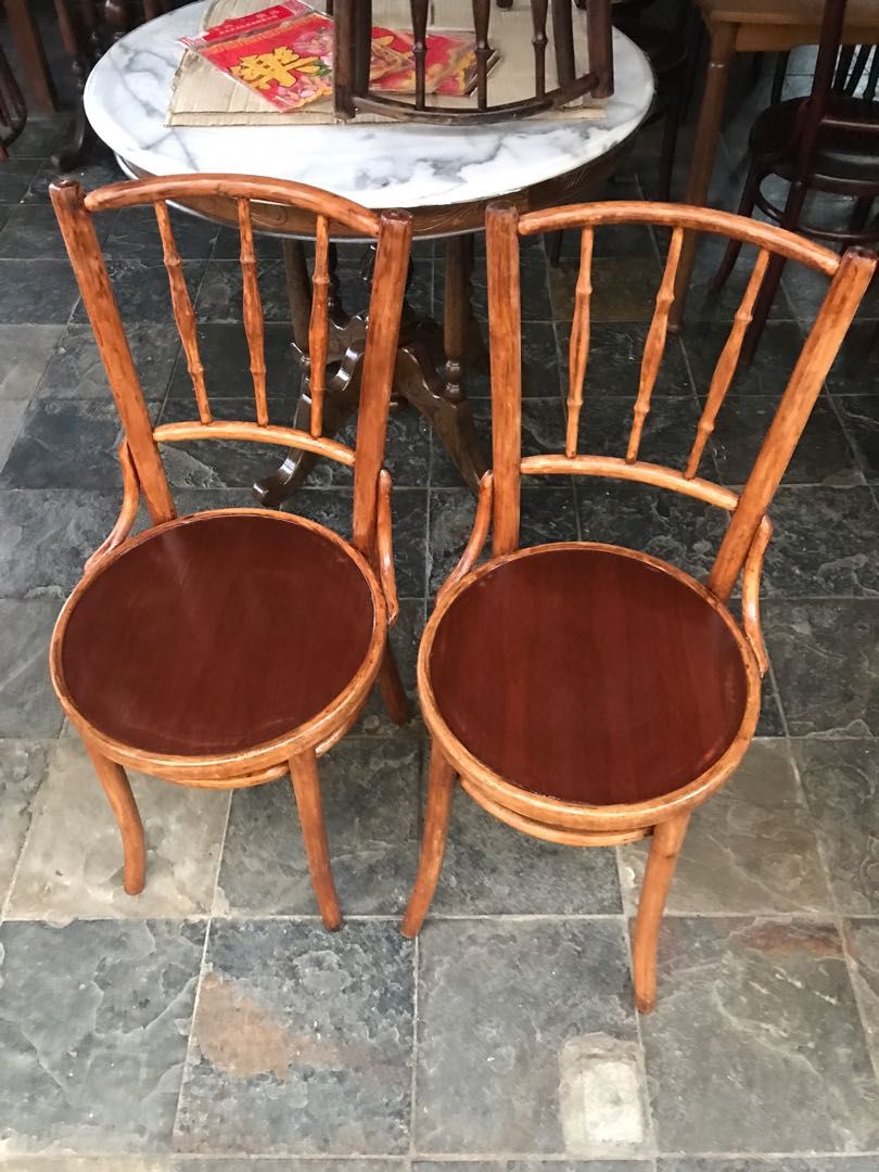 Old kopitiam chairs (1pair), Furniture & Home Living, Furniture, Chairs ...