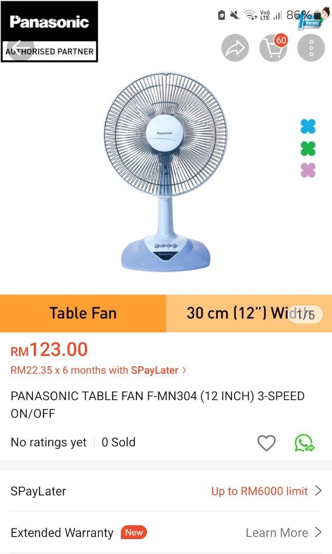 Panasonic Table Fan, TV & Home Appliances, Other Home Appliances on ...