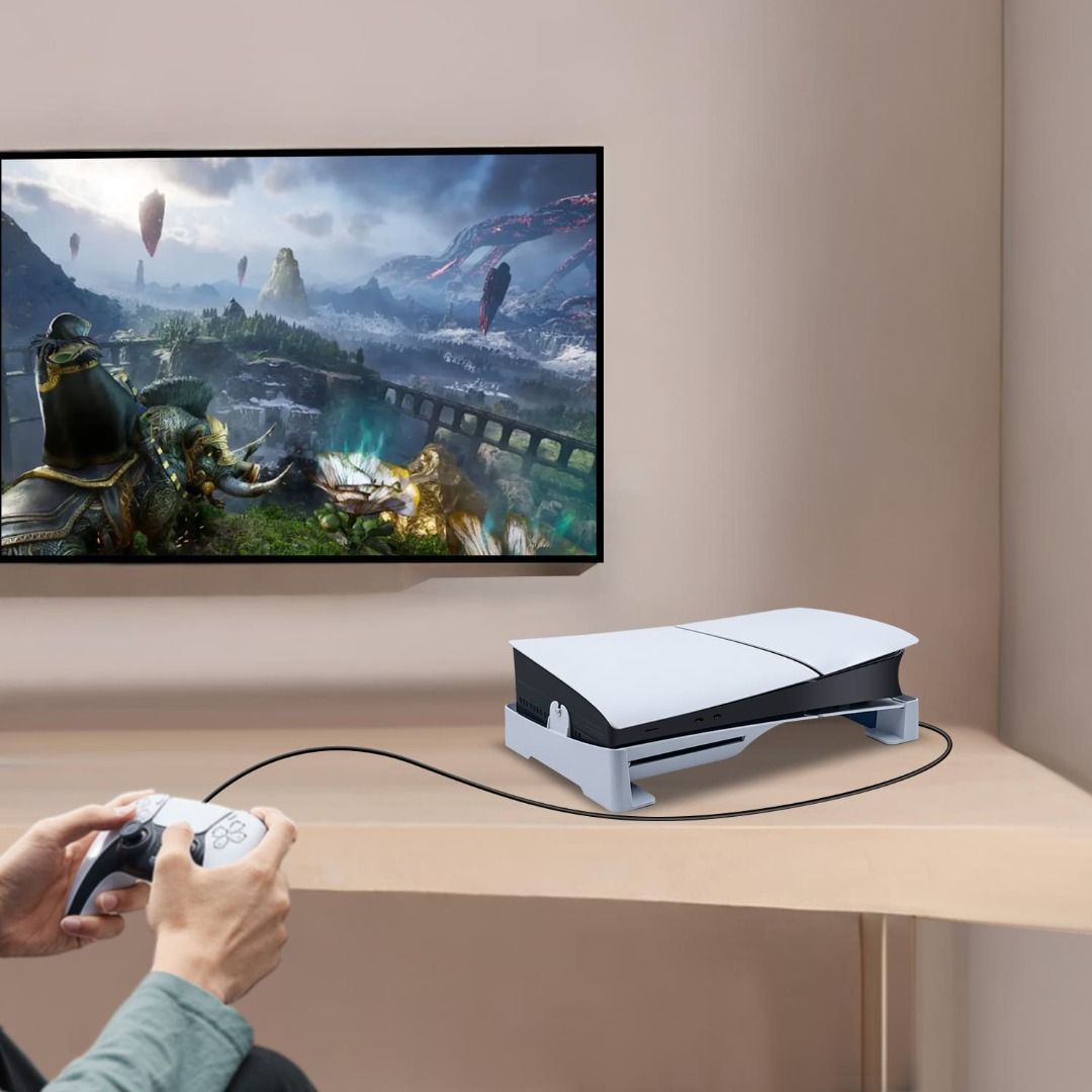 PGTECH PS5 Slim UHD/數位版主機平放橫放支架 帶4端口USB2.0 HUB擴展集線器 (只兼容PS5 Slim遊戲機), 電子遊戲, 遊戲機配件, 遊戲週邊商品 ...