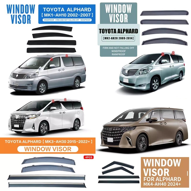 PreOrder Toyota Alphard Vellfire Translucent Window Visor AH10 AH20 ...