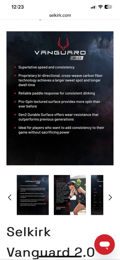 Selkirk invicta vanguard pickleball paddle, Sports Equipment, Sports ...