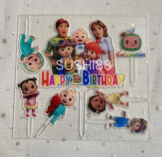 [Avail] Set A of 7 Cocomelon Acrylic Cake and Cupcake Topper Family Set ...