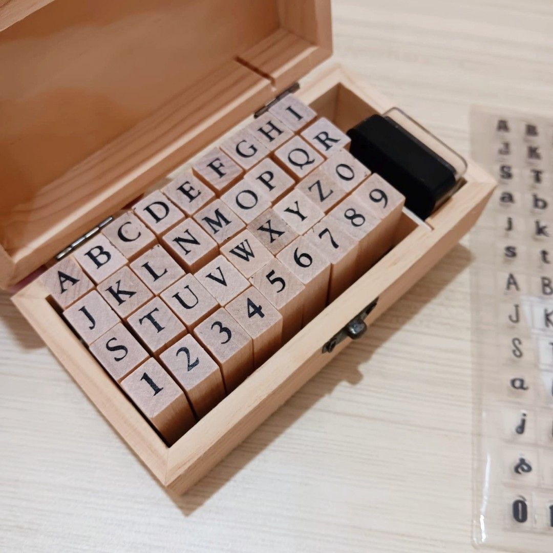 Stempel Huruf Alfabet Stamp Set with Ink dan Transparant Silicone Stamp ...