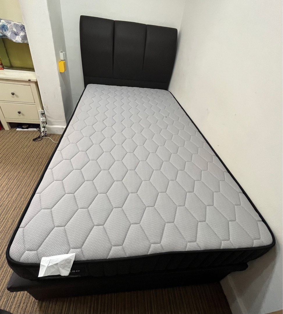 Super single spring form bed + mattress, Furniture & Home Living ...