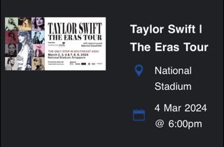 Selling Taylor Swift Era Tour Cat 6, Tickets & Vouchers, Event Tickets ...