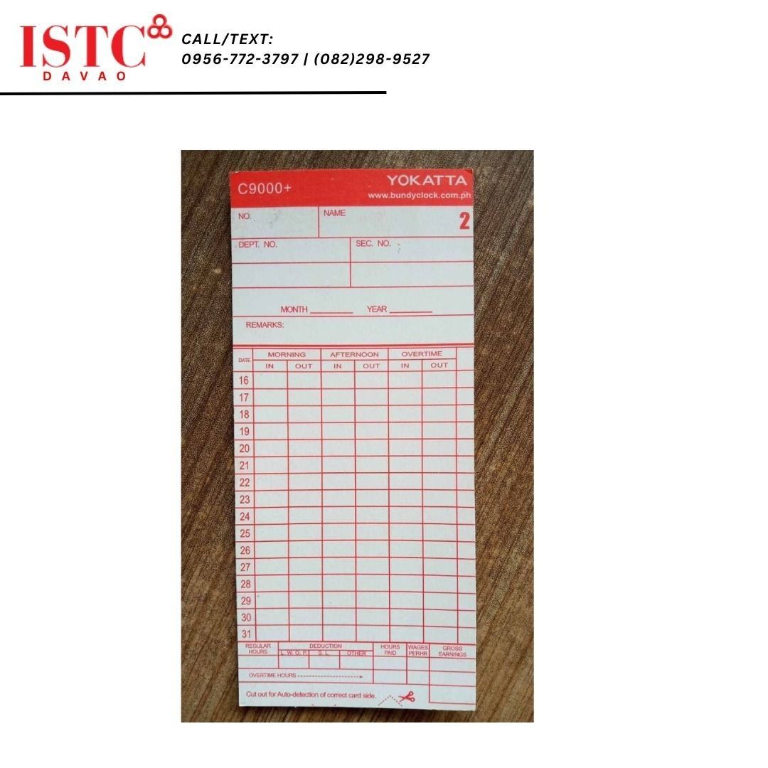 TIME CARDS, BUNDY CLOCK TIME CARD, PUNCH CARD, YOKATTA C-5000 & C-9000 ...