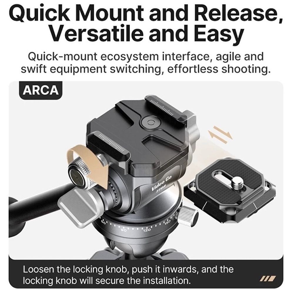 Ulanzi TT09 VideoGo Arca / Claw / F38 Carbon Fiber Travel Tripod Stick ...