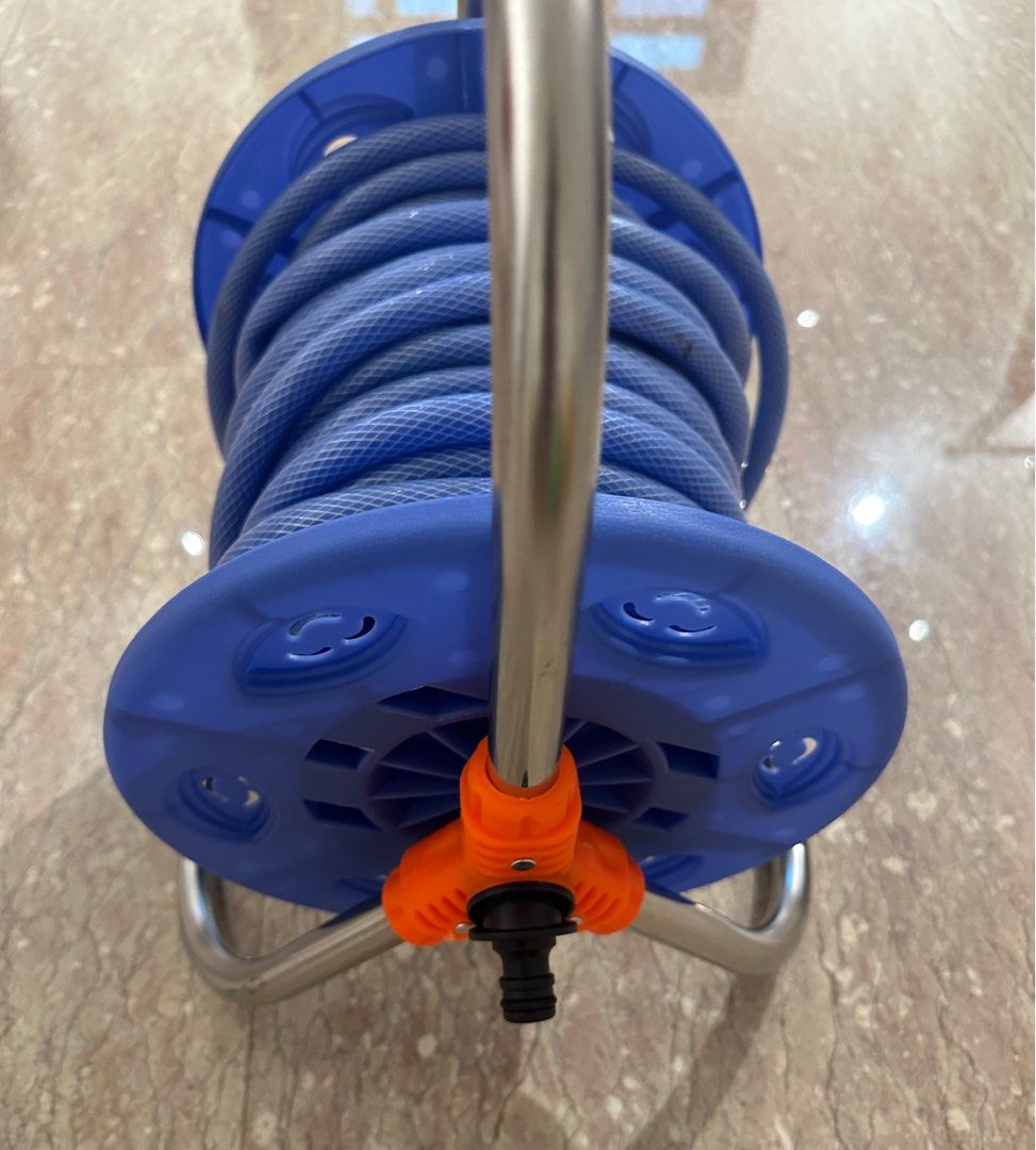 Water hose reel with free hose, Furniture & Home Living, Gardening ...