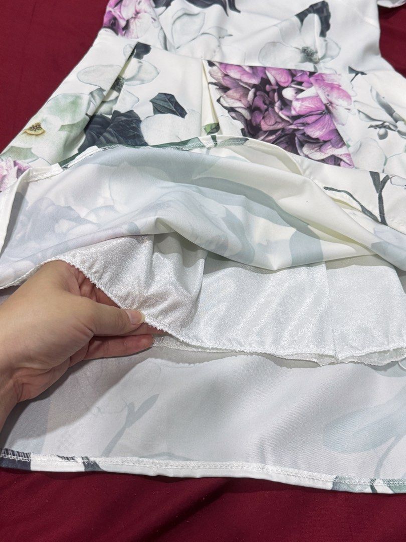 Coo Seoul White purple flower dress elegant date dinner wear, Women's ...