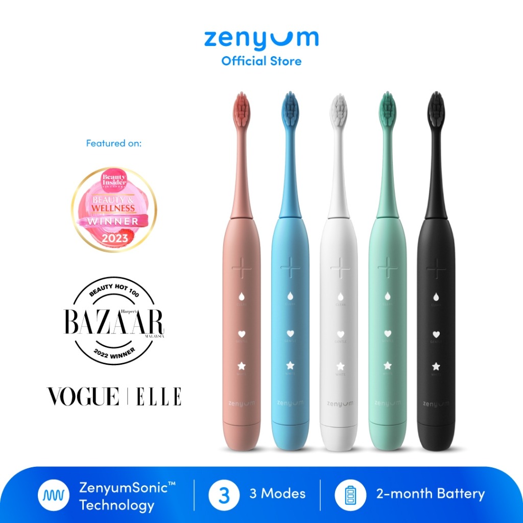 Zenyum Sonic Electric Toothbrush - Black/White/Pink/Blue/Green (Designed in Singapore/Sonic ...