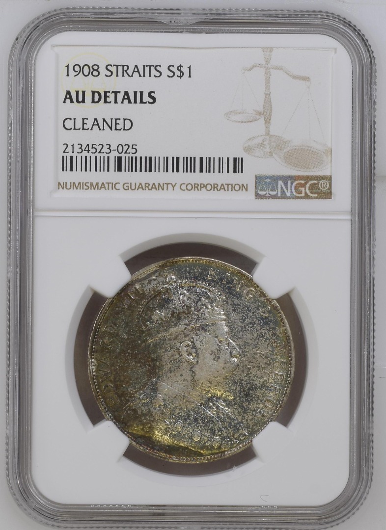 1907H 1908 Straits Settlements AU Details, Hobbies & Toys, Memorabilia & Collectibles, Currency ...