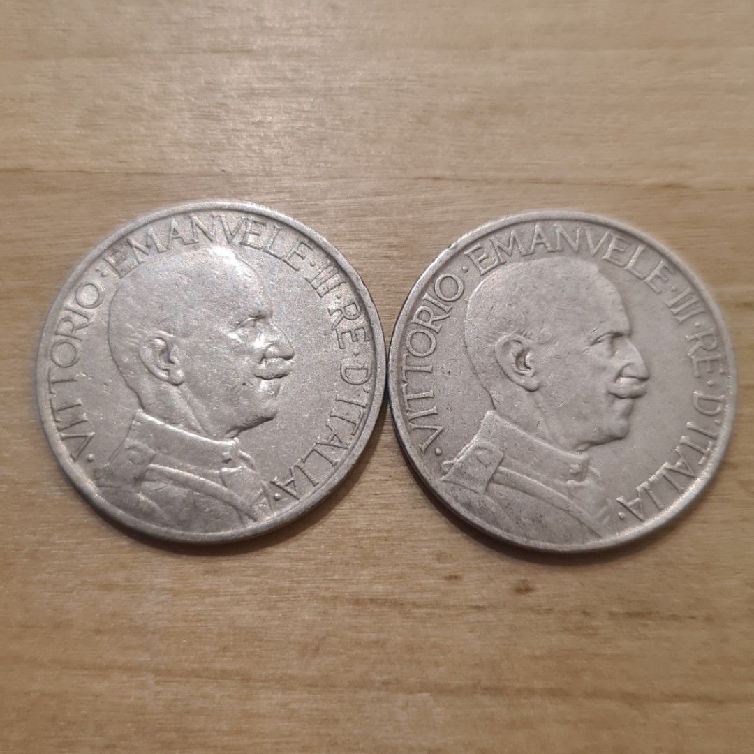 1923, 1924 Italy King Vittorio Emanuele III 2 Lire Coins, Hobbies ...
