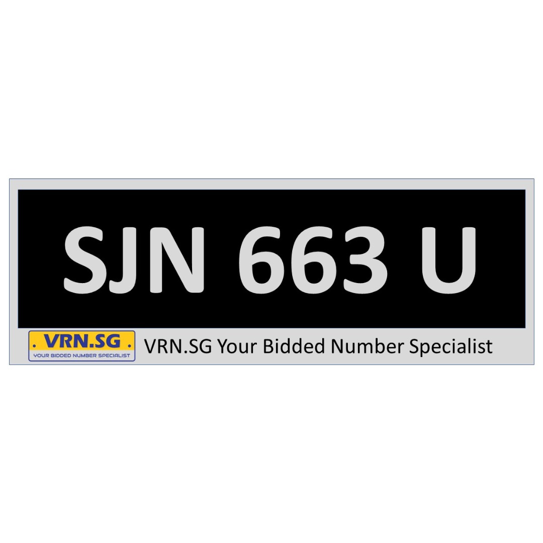 3-Digit Car Number Plate for Sale: SJN 663 U (SJN663U), Car Accessories ...