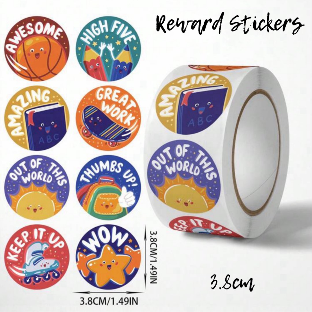 [$5 for 50pcs] 3.8cm Children Motivational Reward Sticker, Hobbies ...