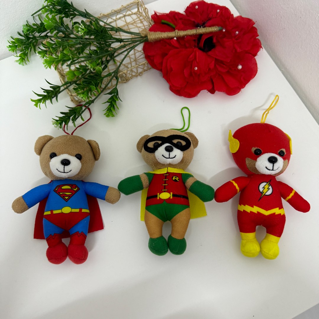 7-ELEVEN JUSTICE LEAGUE bear soft toy_ Superman bear toy_ Robin bear toy_ the flash soft toy ...