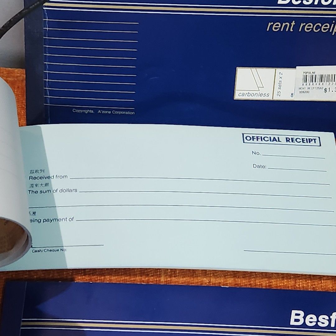 ️ 2 x new 1 half used free receipt long books bestform rent receipts ...