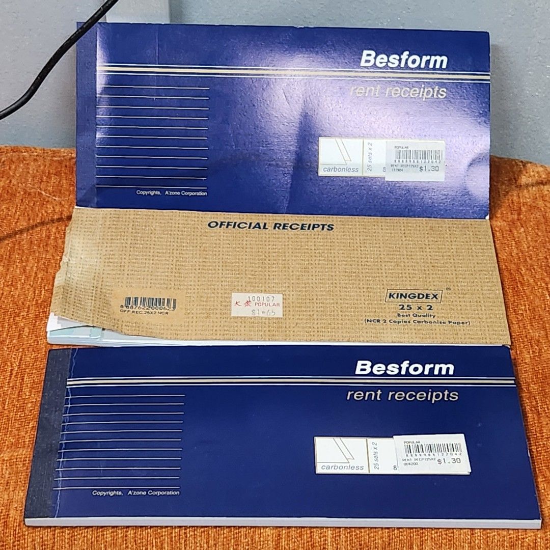 ️ 2 x new 1 half used free receipt long books bestform rent receipts ...