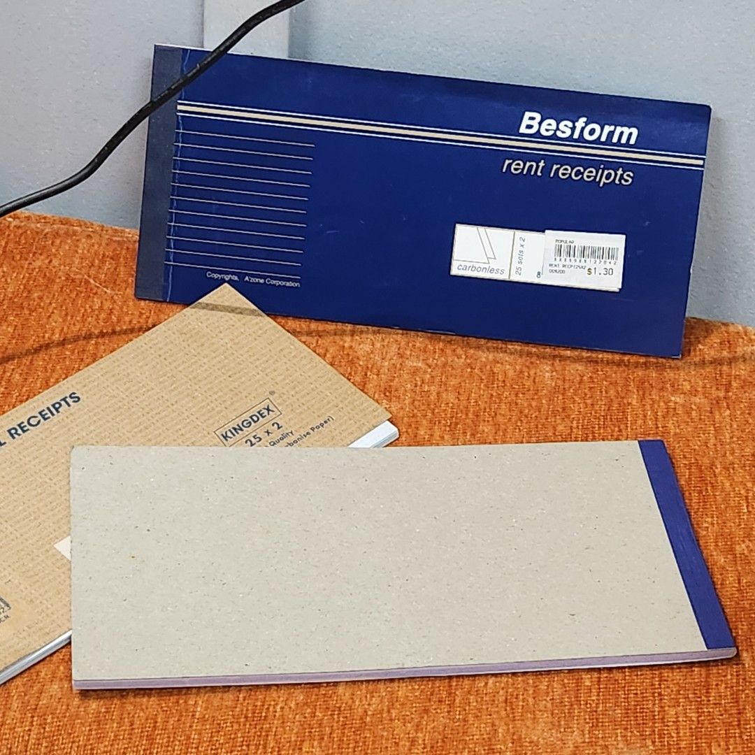 ️ 2 x new 1 half used free receipt long books bestform rent receipts ...
