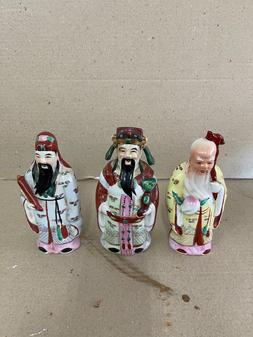 福禄寿瓷像 Chinese Deity Fulushou Porcelain Statue Set Hobbies And Toys