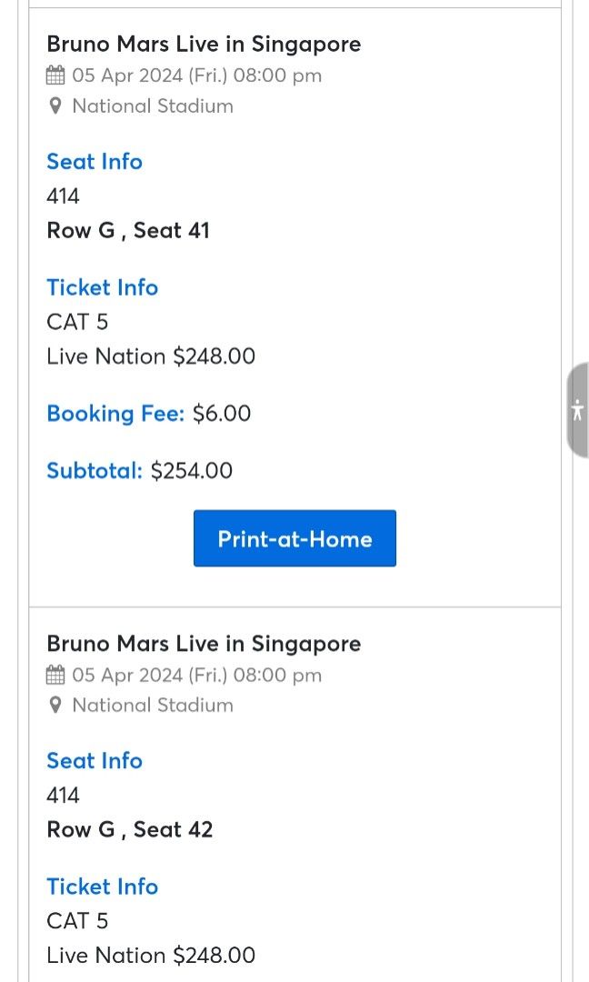 Bruno Mars Tickets, Tickets & Vouchers, Event Tickets on Carousell