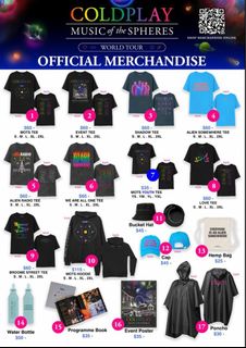 Coldplay Music of the Spheres Tour 2024 Merchandise, Men's Fashion ...