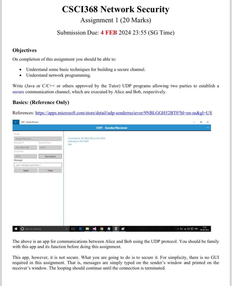CSCI368 network security 2024 assign paper 1, Business Services, IT & Programming on Carousell