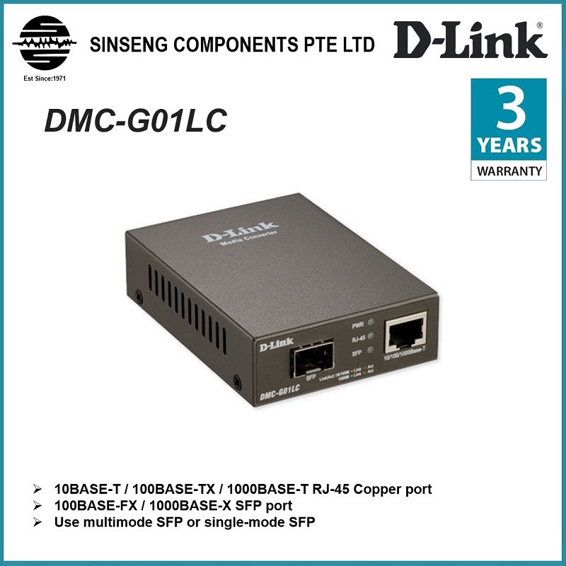 D-Link Media Converter DMC-G01LC 10/100/1000Mbps to SFP Fiber Media Converter [Order Model: DMC ...