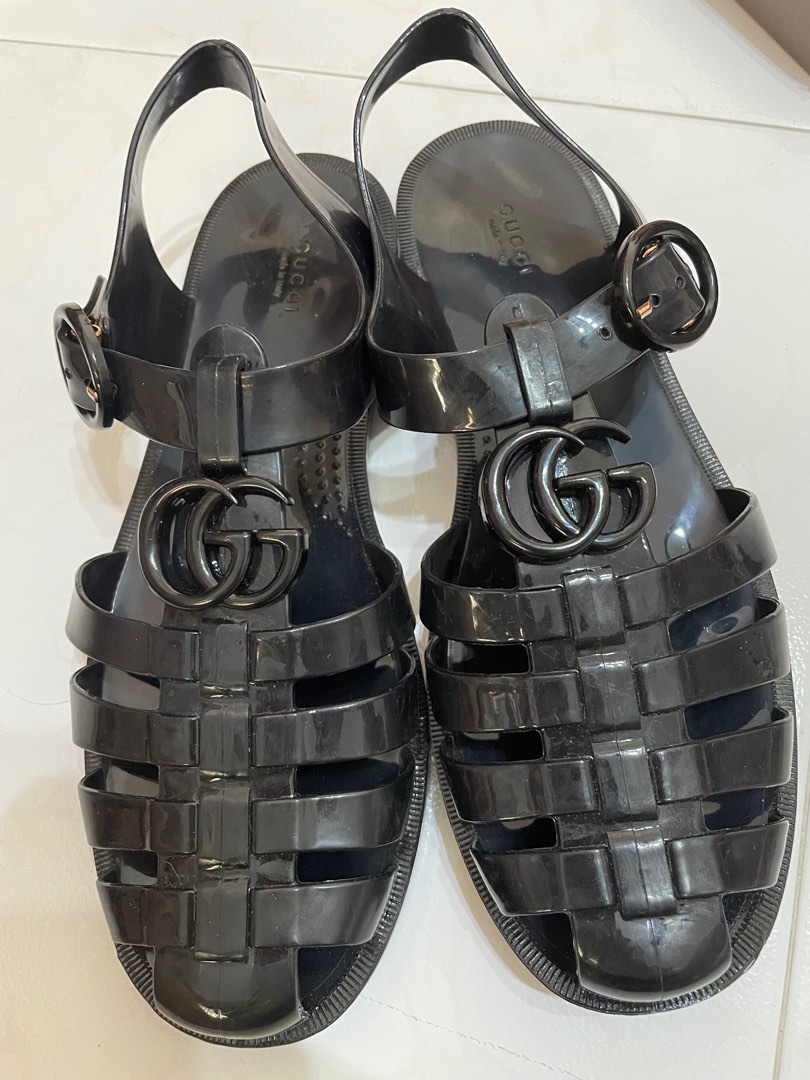 Gucci GG Caged Rubber Sandals, Women's Fashion, Footwear, Sandals on ...