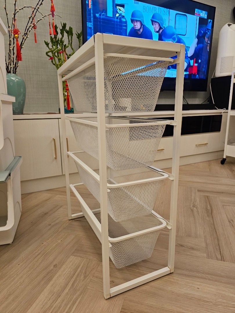 Ikea Jonaxel frame with mesh baskets storage, Furniture & Home Living ...