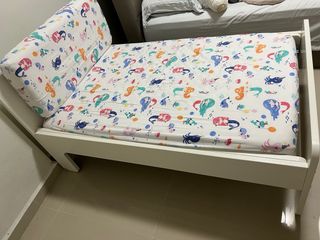 IKEA- BUSUNGE-Extendable bed, light pink, 80x200 cm & Matress ...