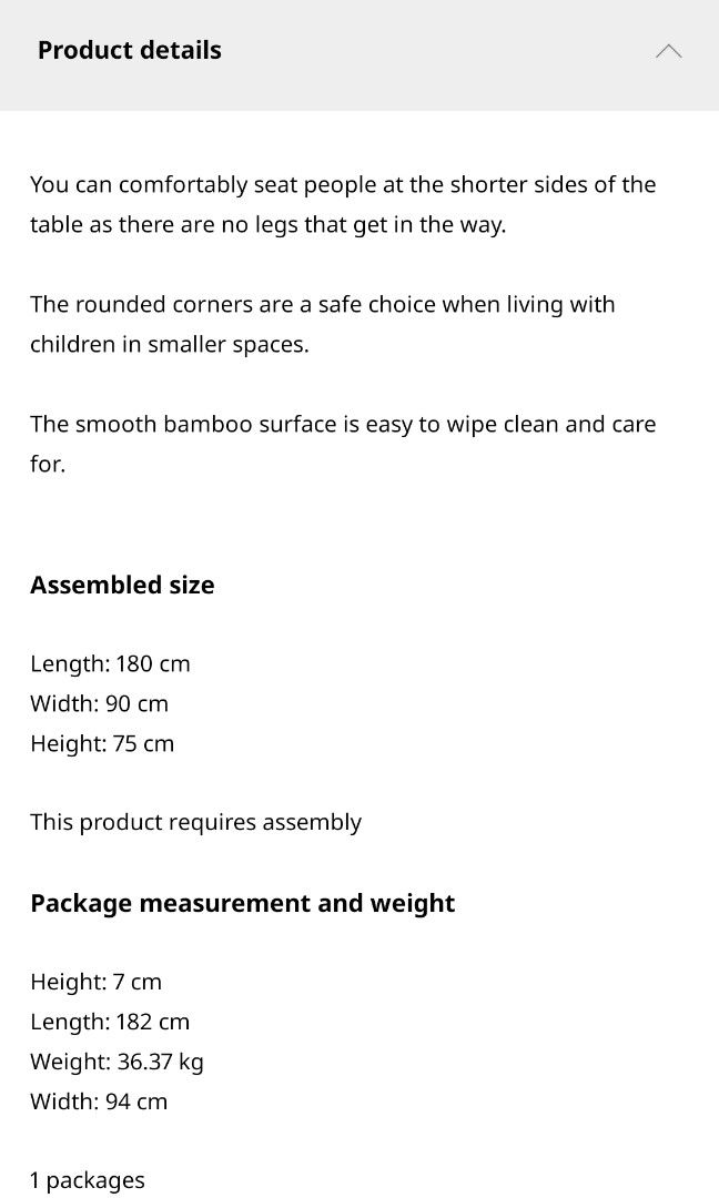 IKEA Voxlov Bamboo Dining Table, Furniture & Home Living, Furniture ...