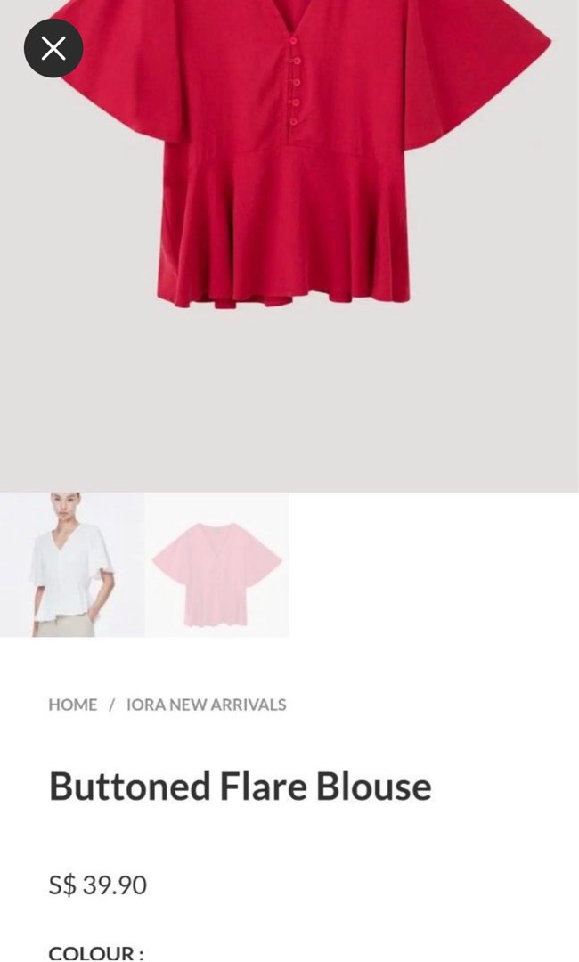 Iora Red Blouse, Women's Fashion, Tops, Blouses on Carousell