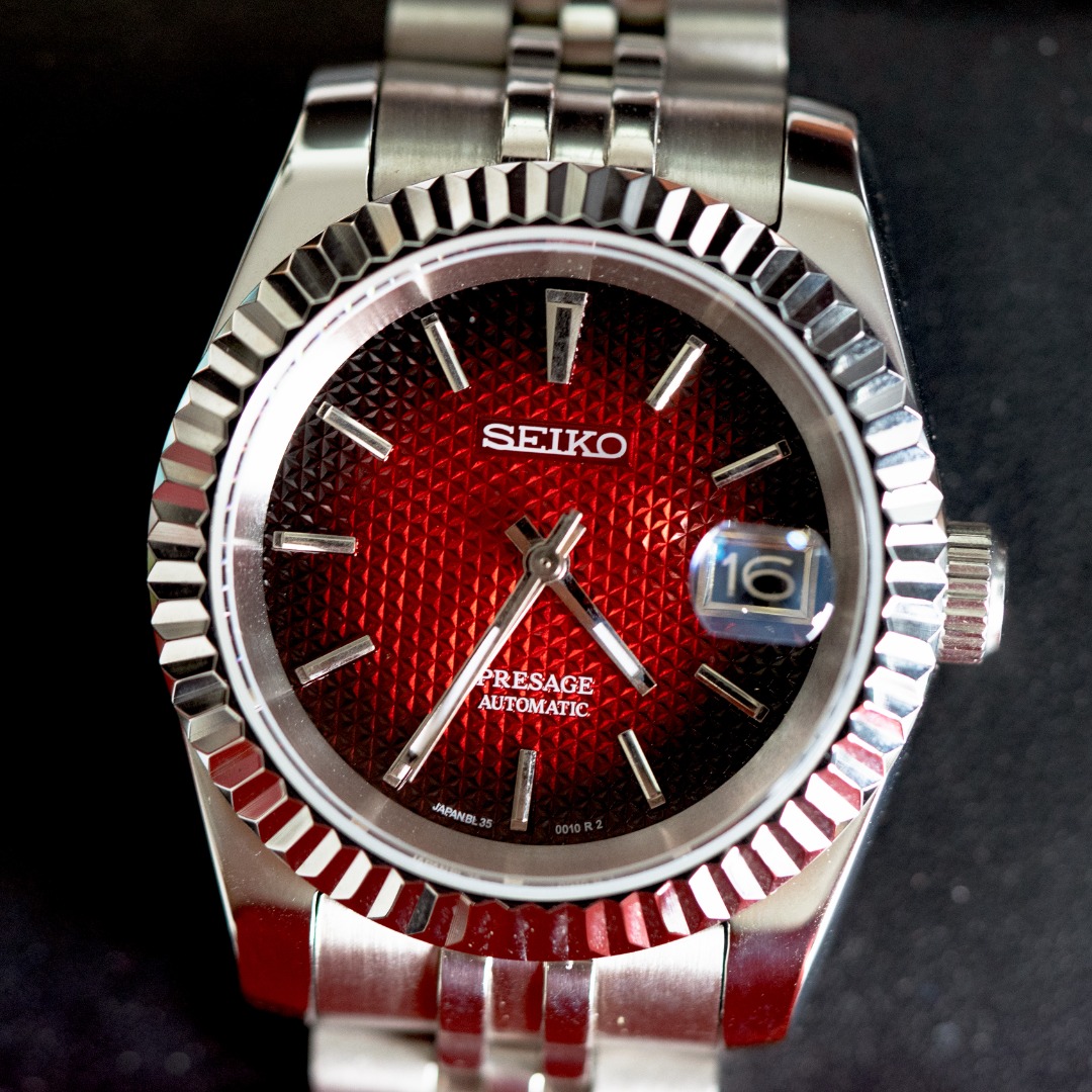 [MOD] SEIKO Presage Red and Silver (40mm), Men's Fashion, Watches ...