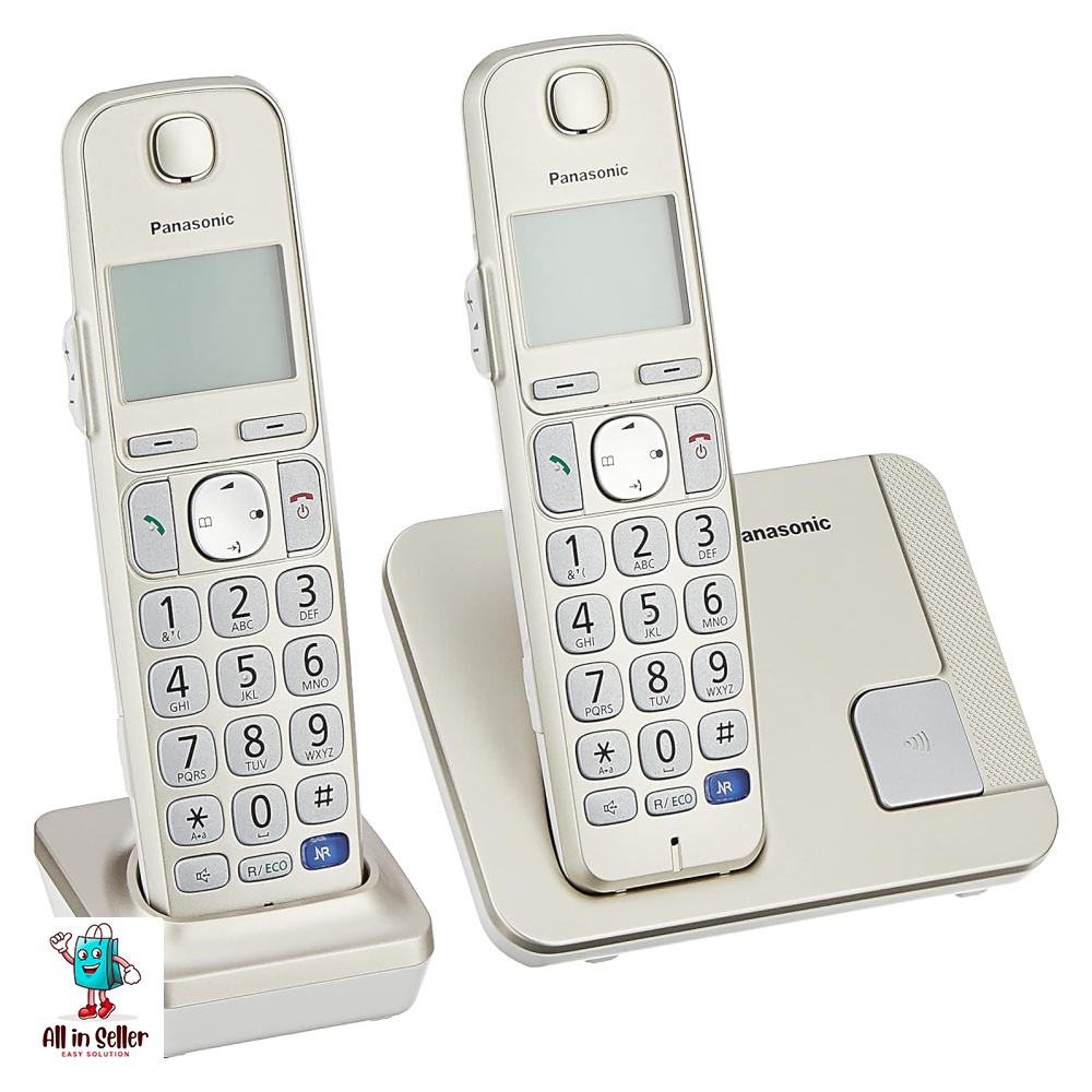 PANASONIC KX-TGE212CXN Digital Cordless Phone, Champagne Gold (2 sets ...