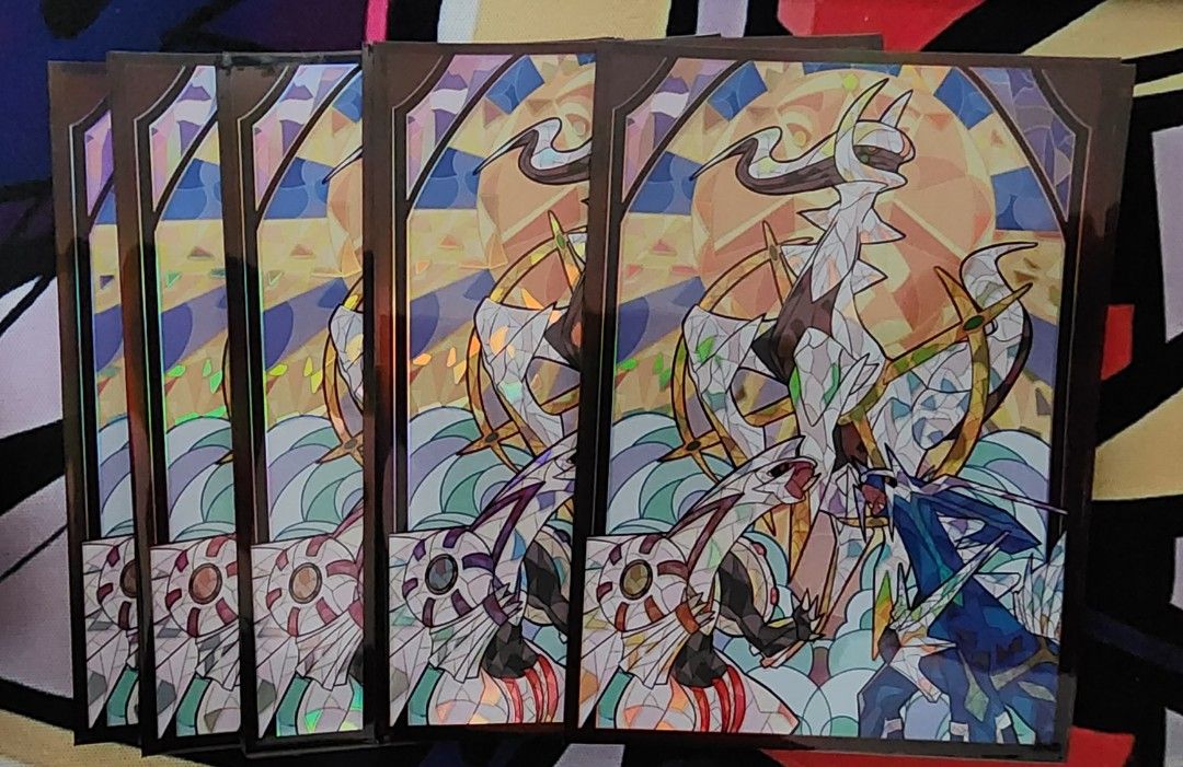 Pokemon Stained Glass Arceus Dialga Palkia Card Sleeves, Hobbies & Toys ...