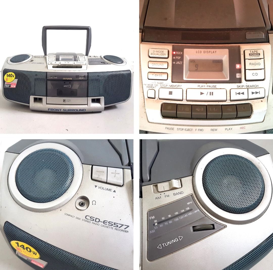Portable AIWA Sound Machine, Model CSD-ES577HR, Virtual Stereo, 140 ...