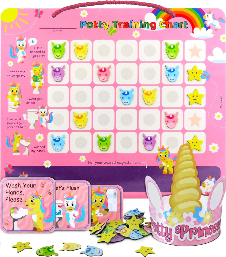 Potty-Training-Magnetic-Reward-Chart for Toddlers - Potty Chart with ...