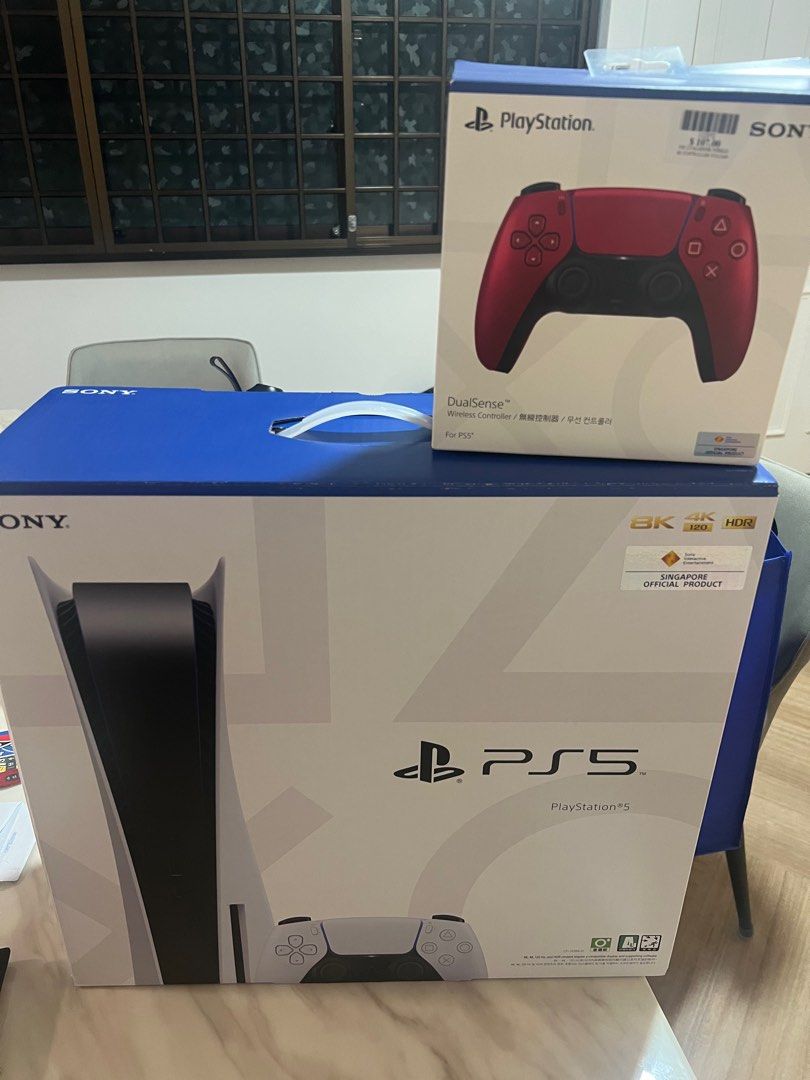 PS5 disc version 1TB with 2 controller and Disc FC24( Not Slim Version) Less than 3 months old ...