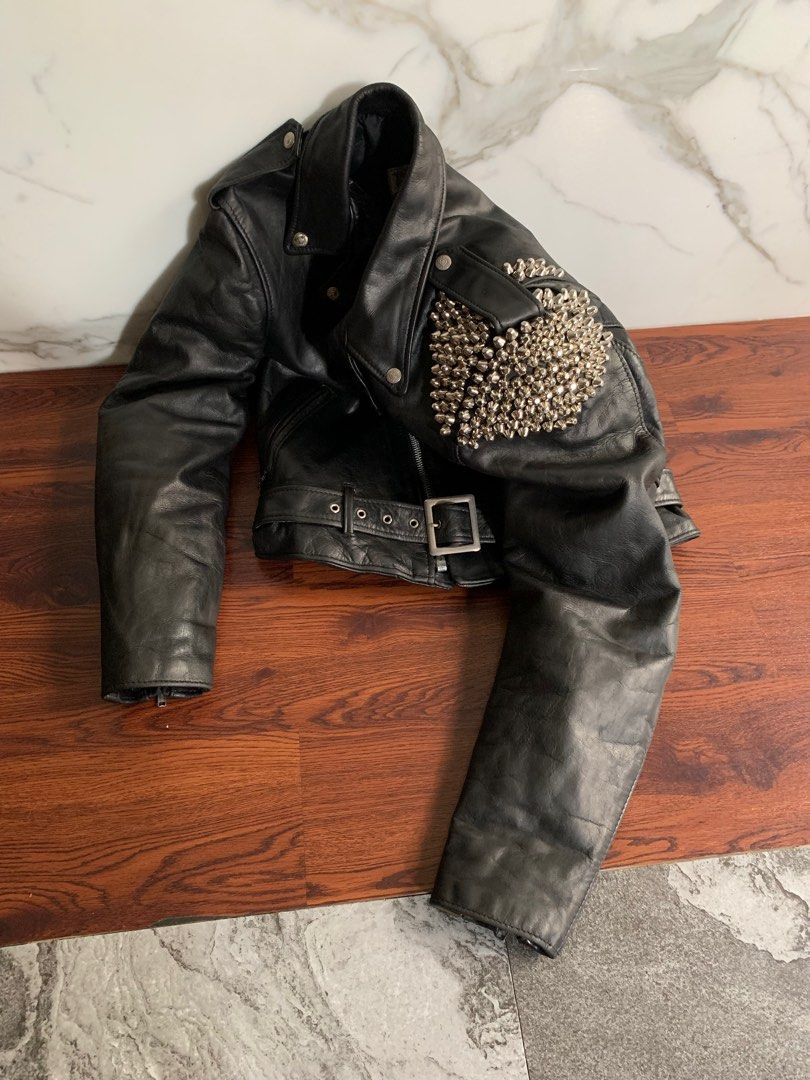 Schott perfecto 618 custome spike leather biker jacket Made in usa ...